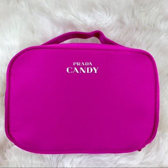 Prada | Bags | Prada Pouch Makeup Bag Candy Vanity Train Case Hot Pink ...